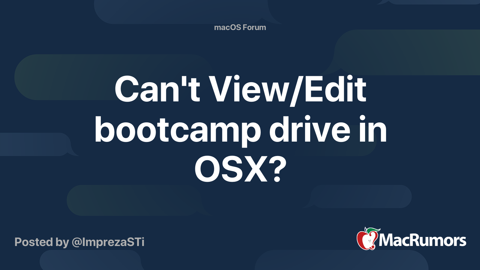 Can't View/Edit bootcamp drive in OSX? | MacRumors Forums