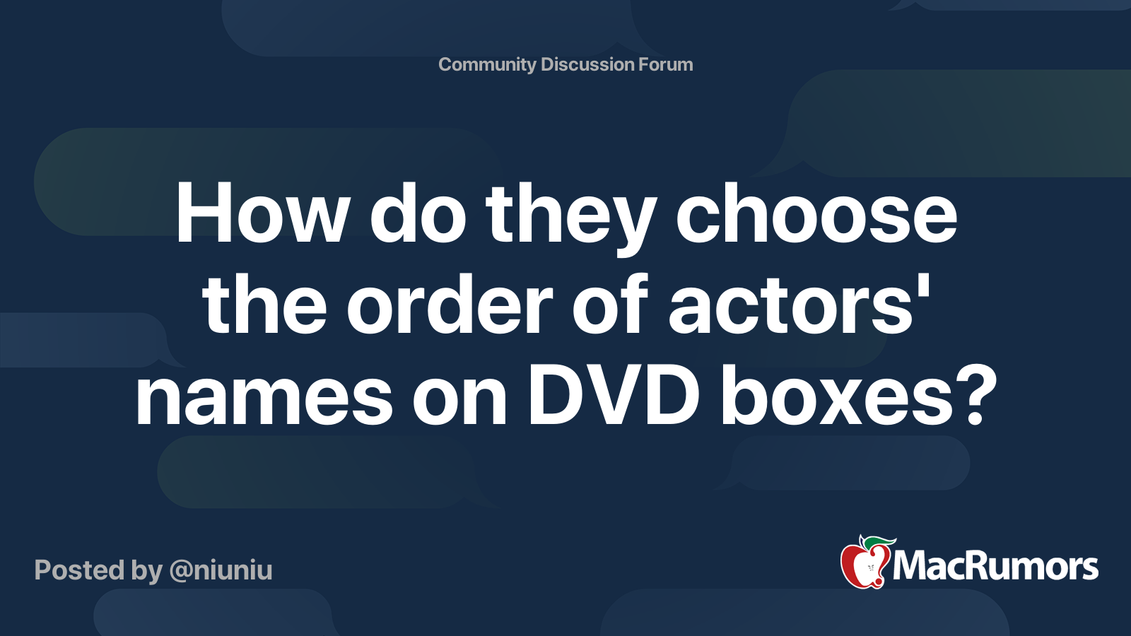 How do they choose the order of actors' names on DVD boxes? | MacRumors ...