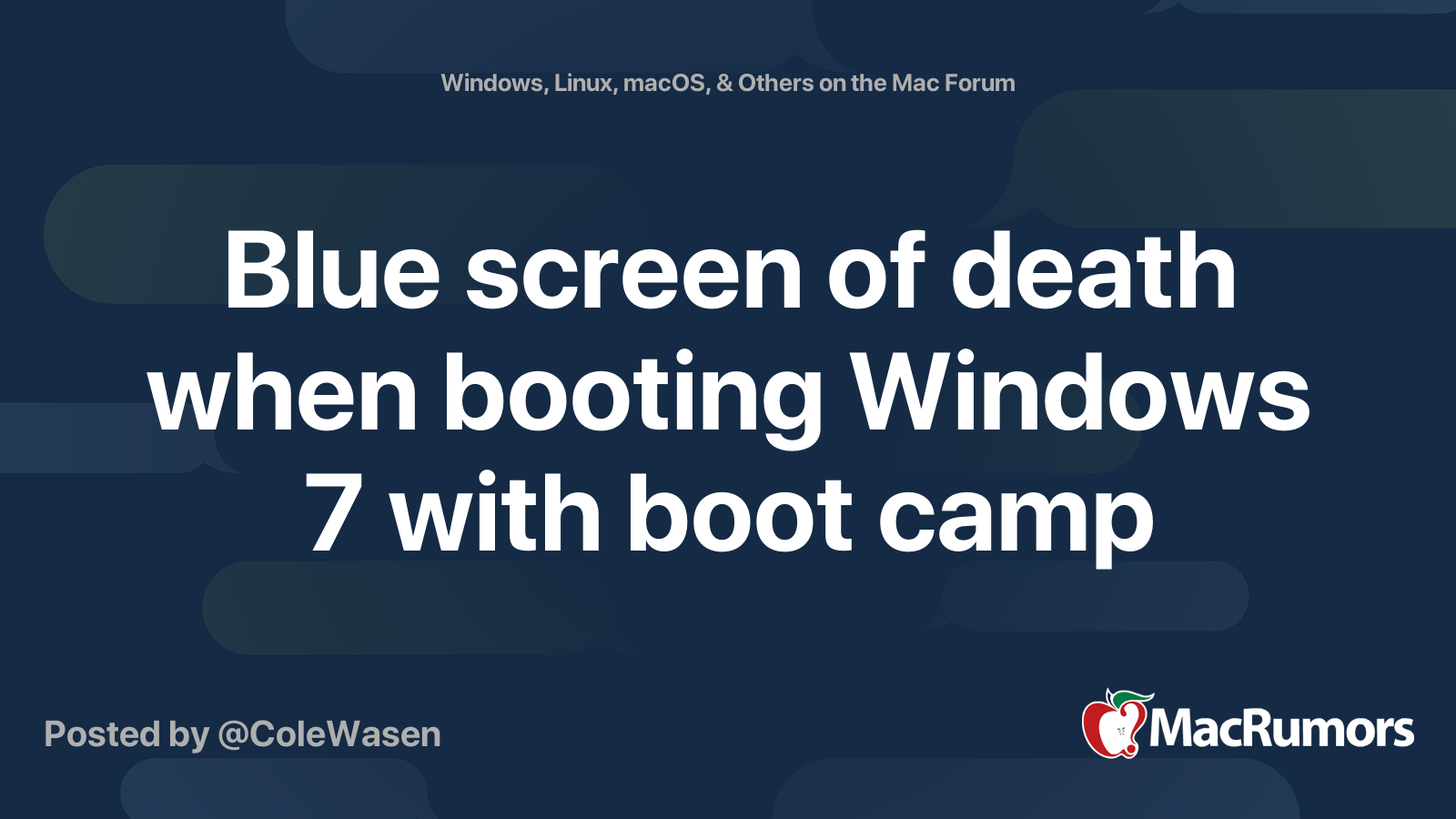 Blue screen of death when booting Windows 7 with boot camp | MacRumors Forums