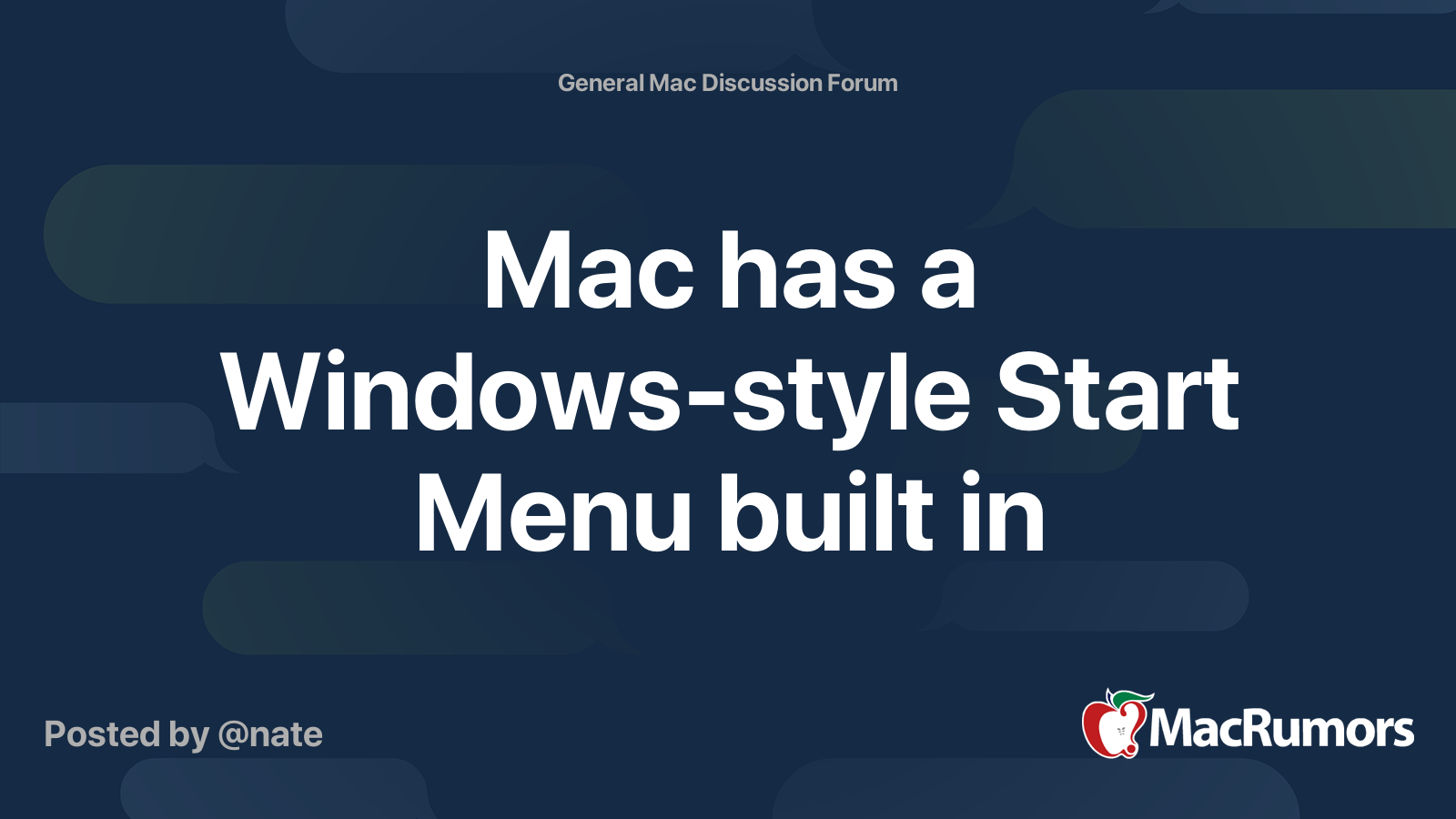 Mac has a Windows-style Start Menu built in | MacRumors Forums