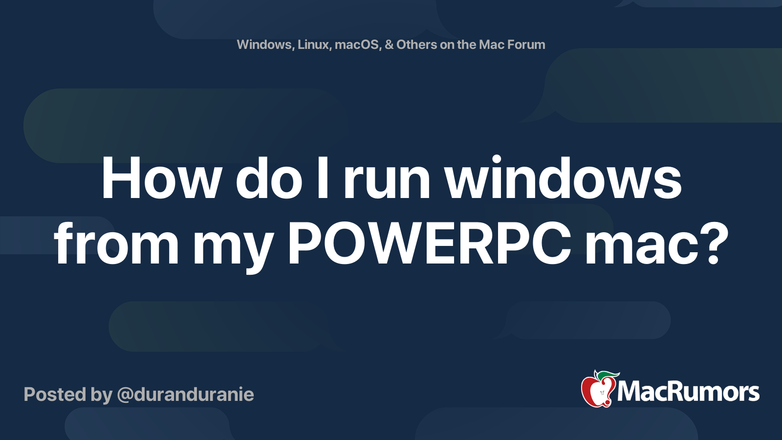 How Do I Run Windows From My Powerpc Mac Macrumors Forums