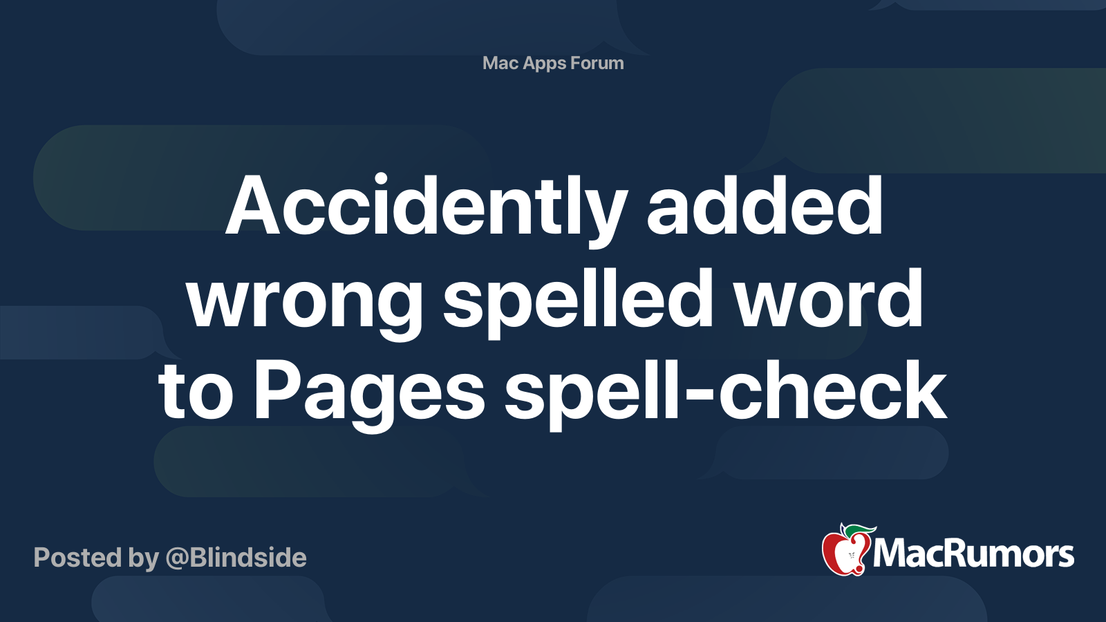 Accidently added wrong spelled word to Pages spell-check | MacRumors Forums