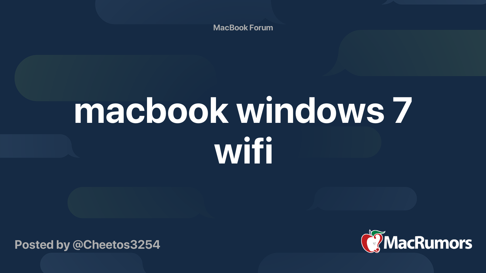 macbook windows 7 wifi | MacRumors Forums