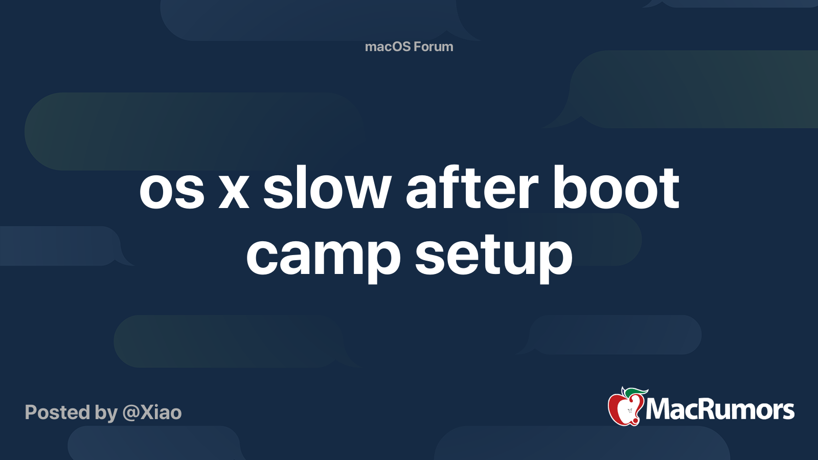 os x slow after boot camp setup | MacRumors Forums