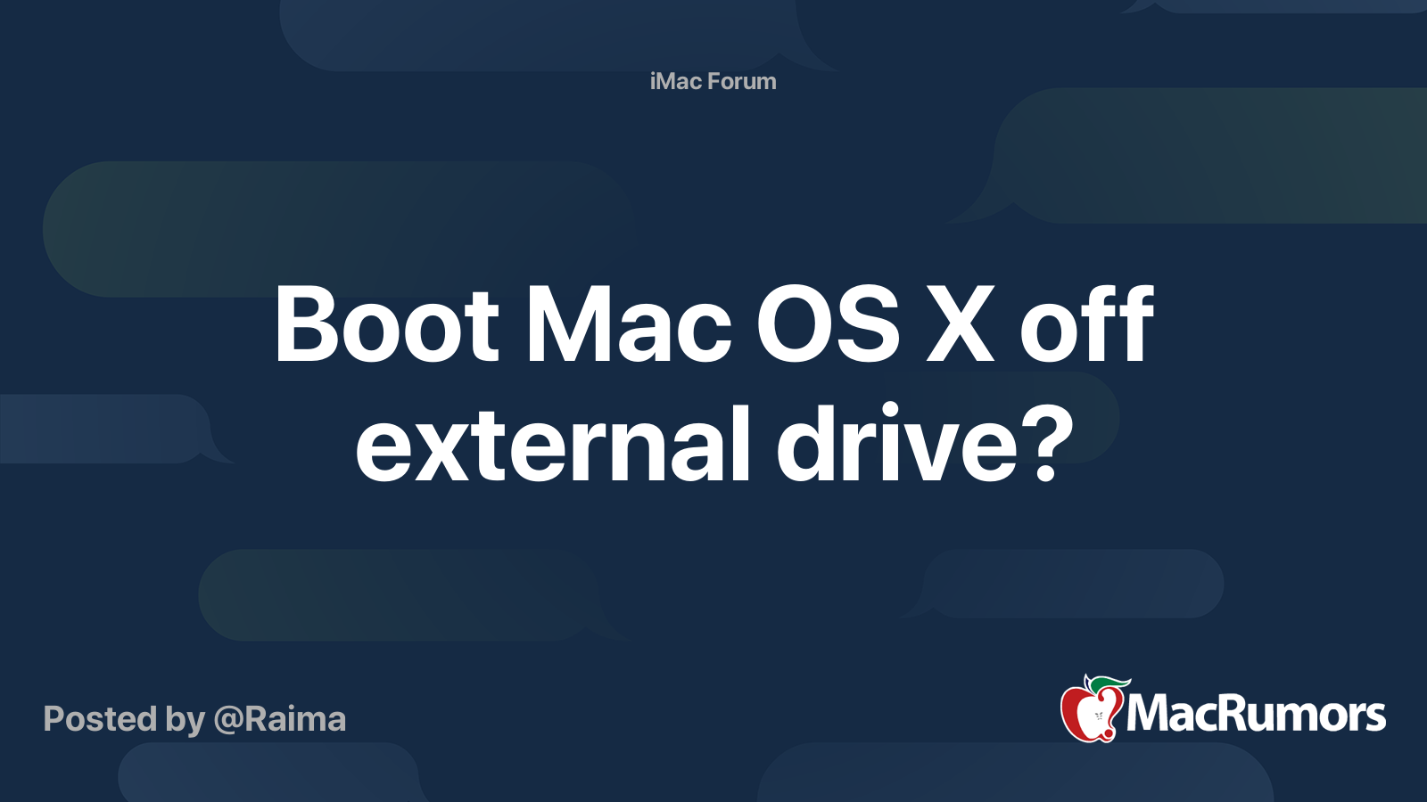 Boot Mac Os X Off External Drive Macrumors Forums