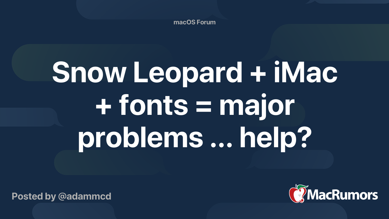 Snow Leopard + iMac + fonts = major problems ... help? | MacRumors Forums