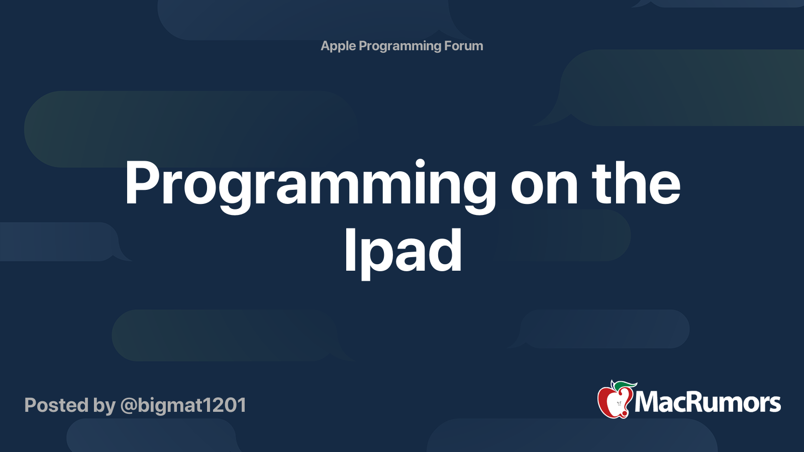 Programming On The Ipad Macrumors Forums