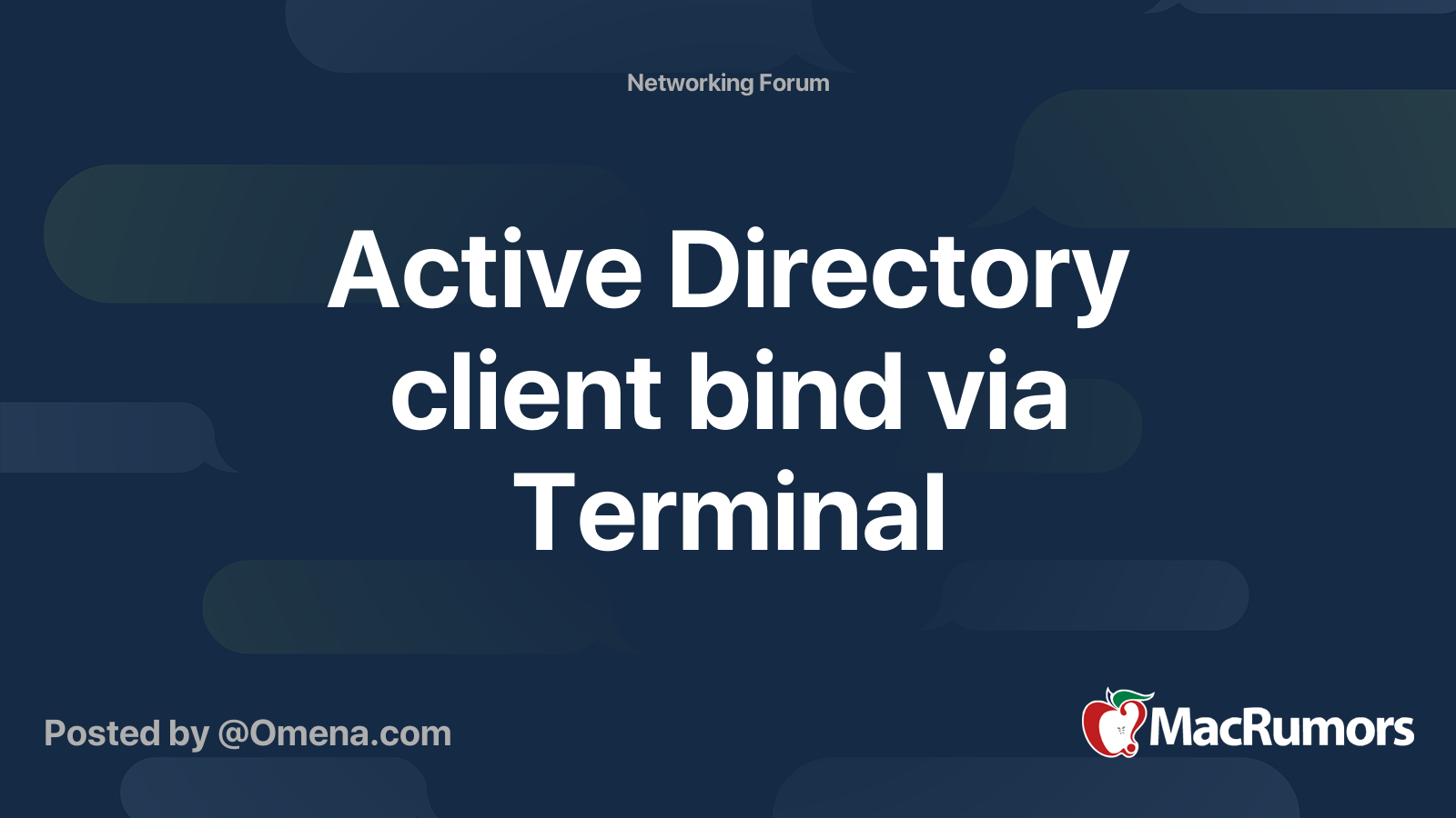 Active Directory client bind via Terminal | MacRumors Forums