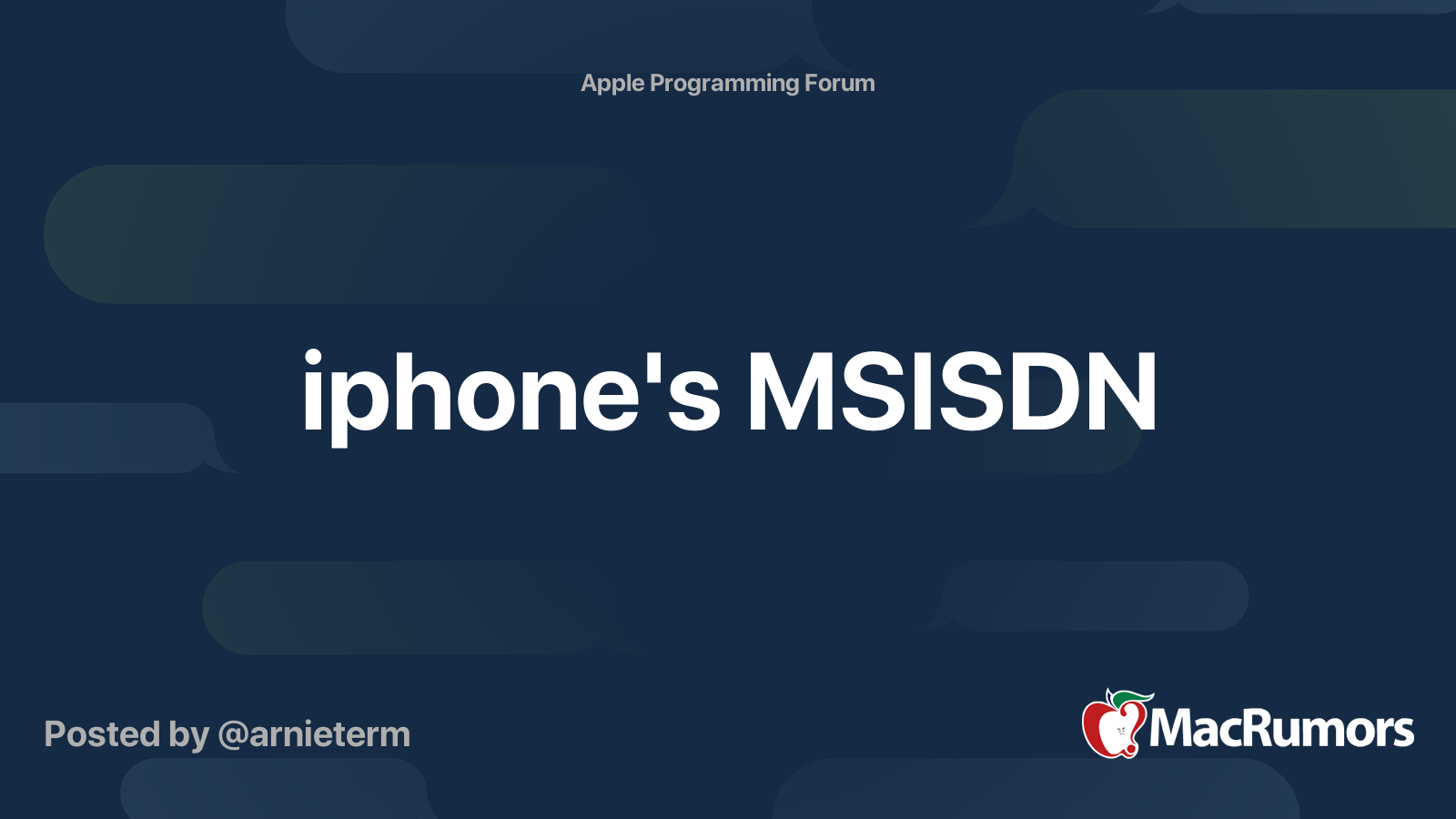 iphone's MSISDN | MacRumors Forums
