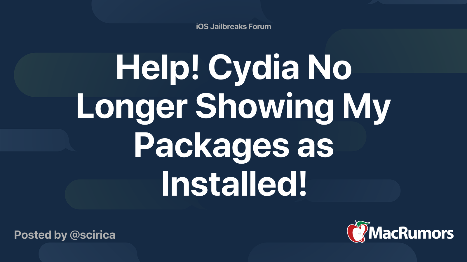 Help! Cydia No Longer Showing My Packages as Installed! | MacRumors Forums