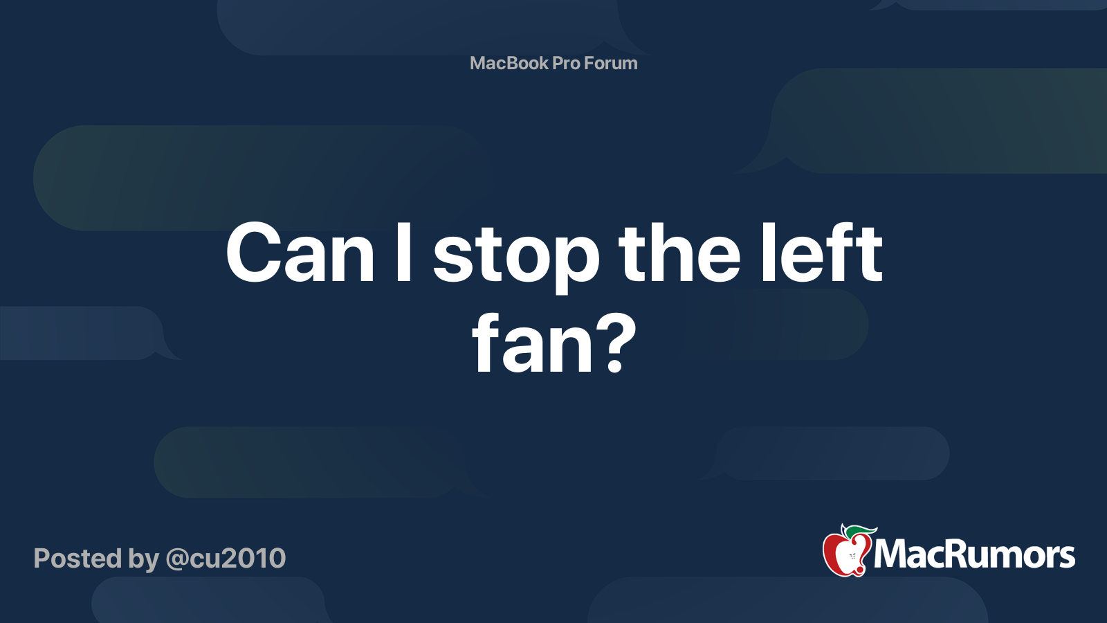 Can I stop the left fan? | MacRumors Forums