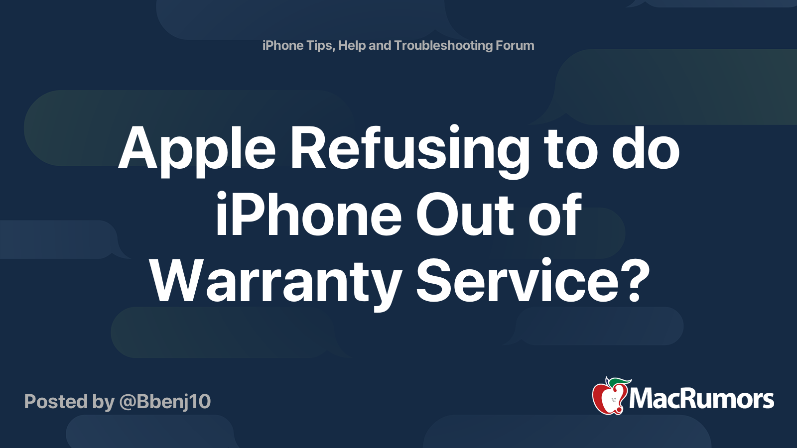 Apple Refusing to do iPhone Out of Warranty Service? | MacRumors Forums