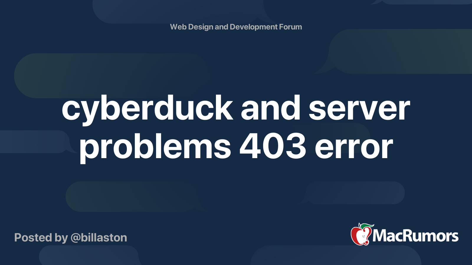 cyberduck and server problems 403 error | MacRumors Forums