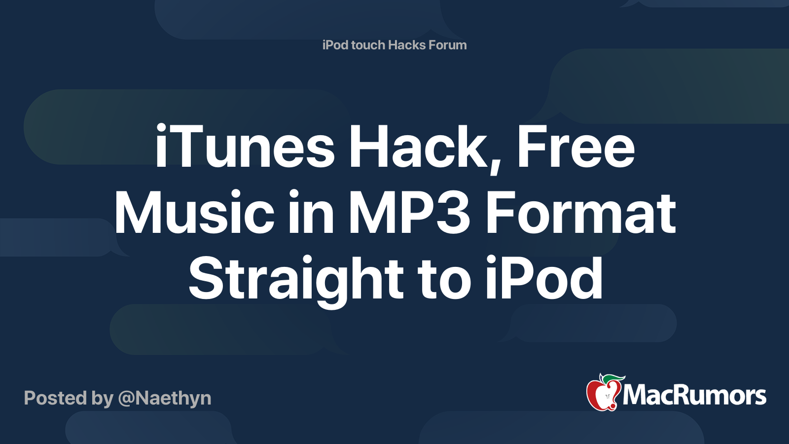 iTunes Hack, Free Music in MP3 Format Straight to iPod | MacRumors Forums