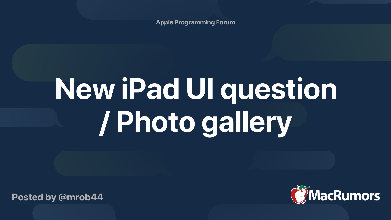 New iPad UI question / Photo gallery | MacRumors Forums