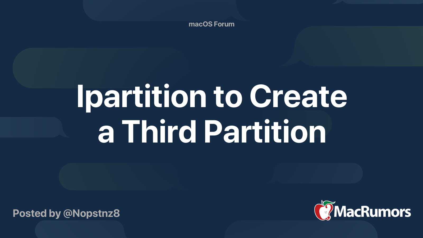 Ipartition to Create a Third Partition | MacRumors Forums