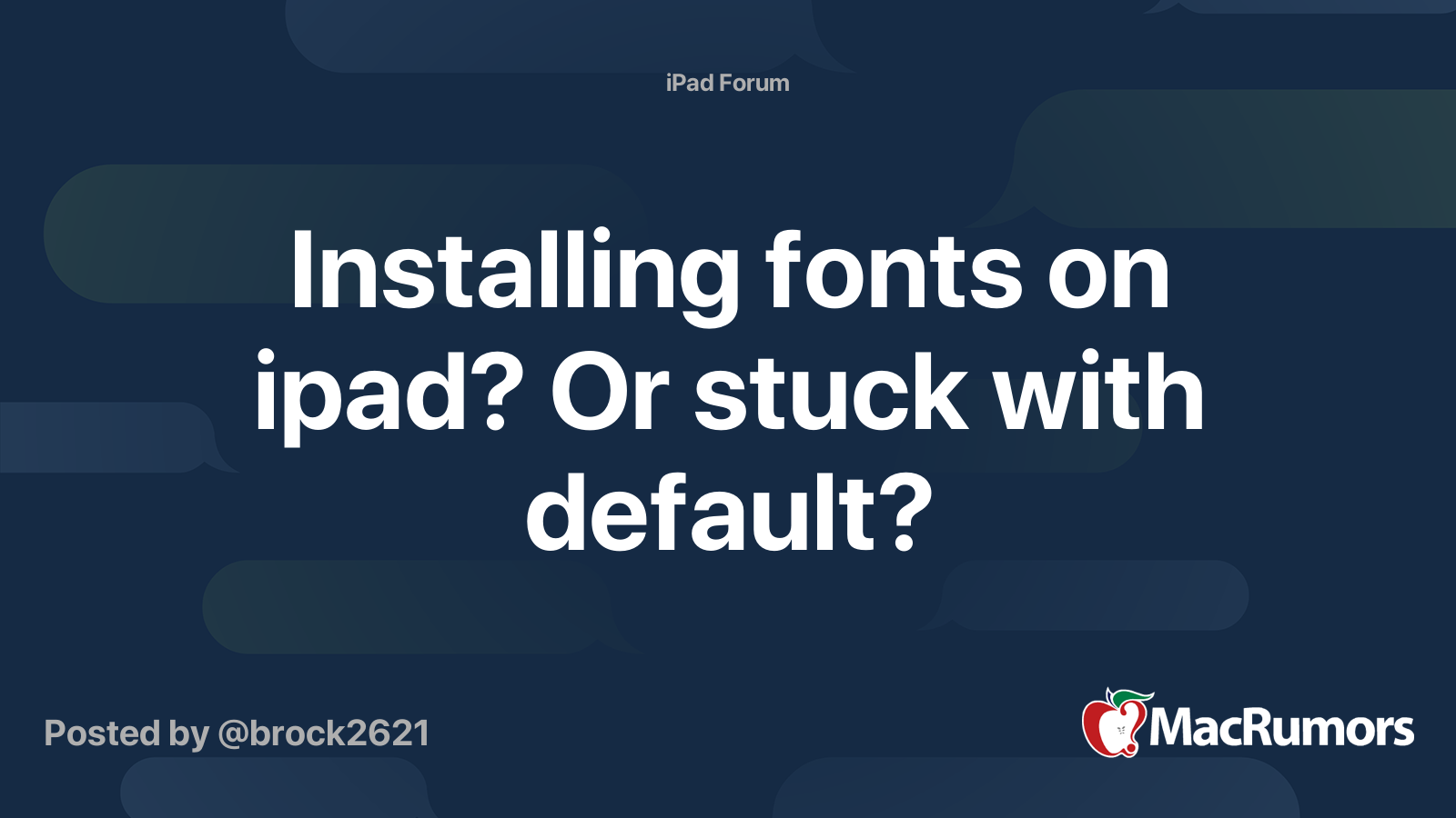 Installing fonts on ipad? Or stuck with default? | MacRumors Forums