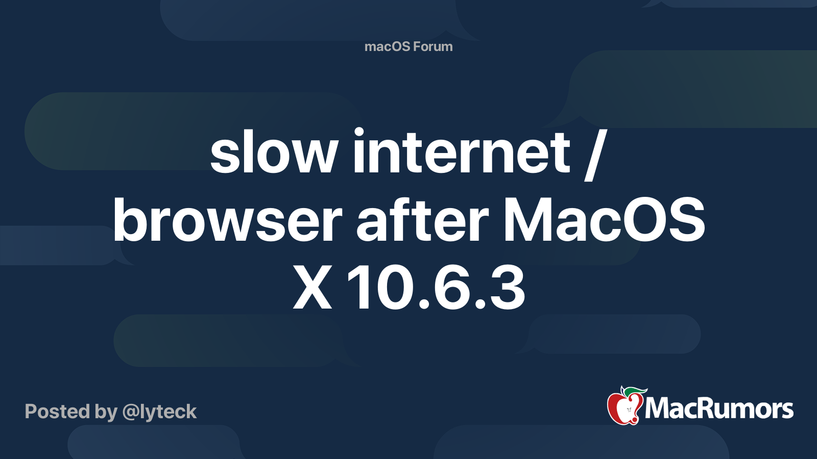 slow internet / browser after MacOS X 10.6.3 | MacRumors Forums
