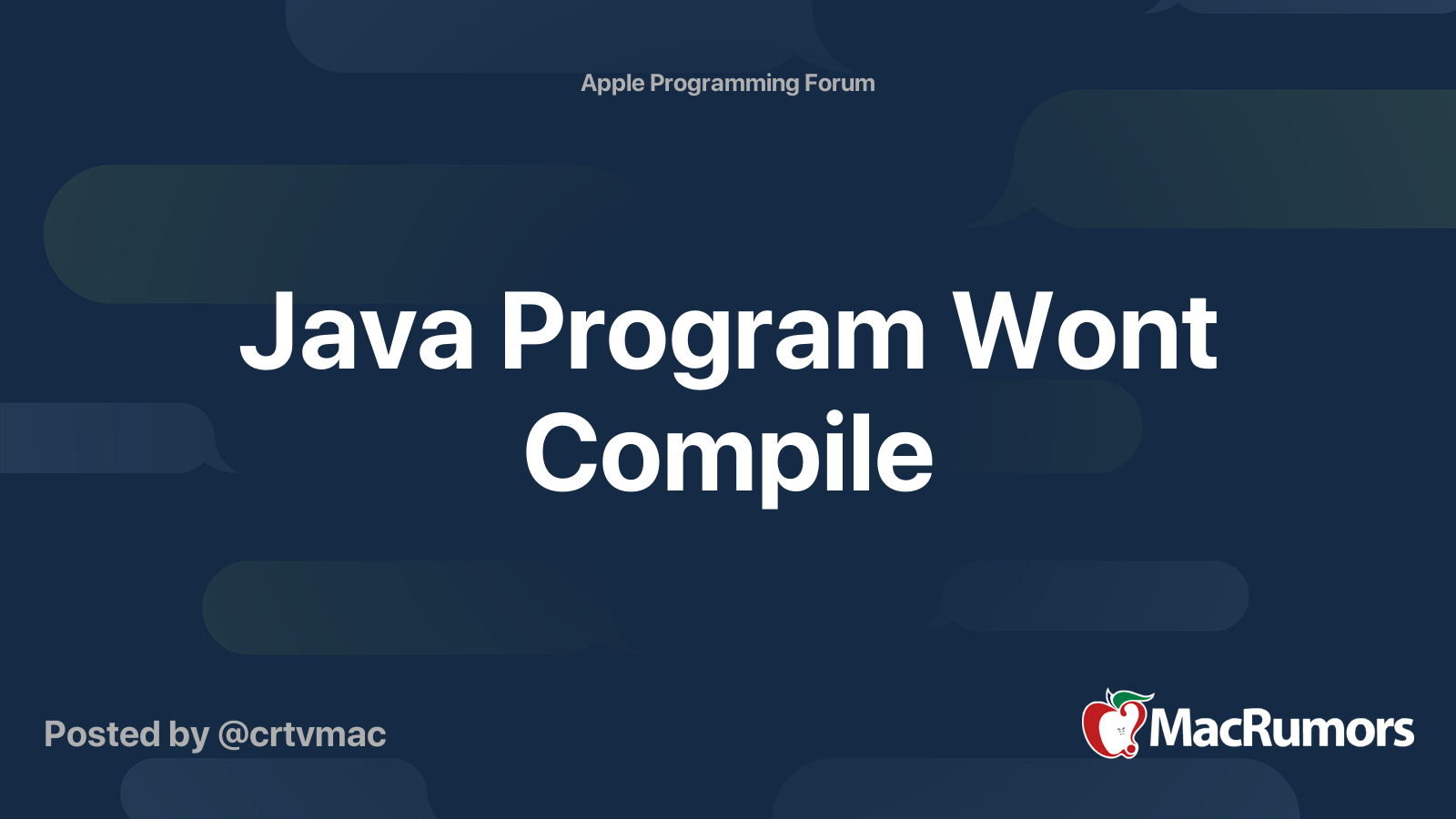 Java Program Wont Compile | MacRumors Forums