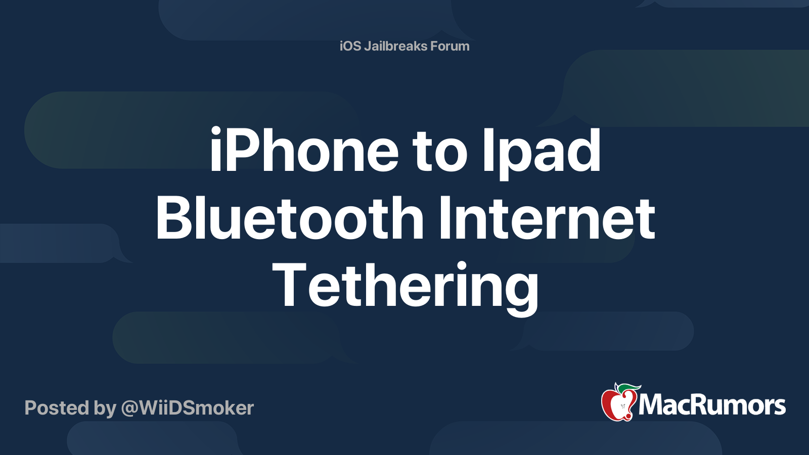 iPhone to Ipad Bluetooth Internet Tethering | MacRumors Forums