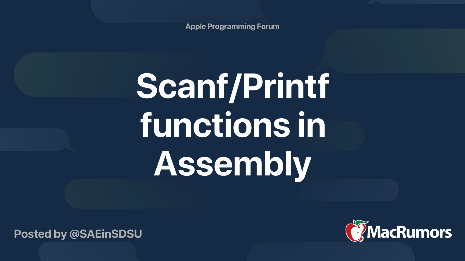 Scanfprintf Functions In Assembly Macrumors Forums