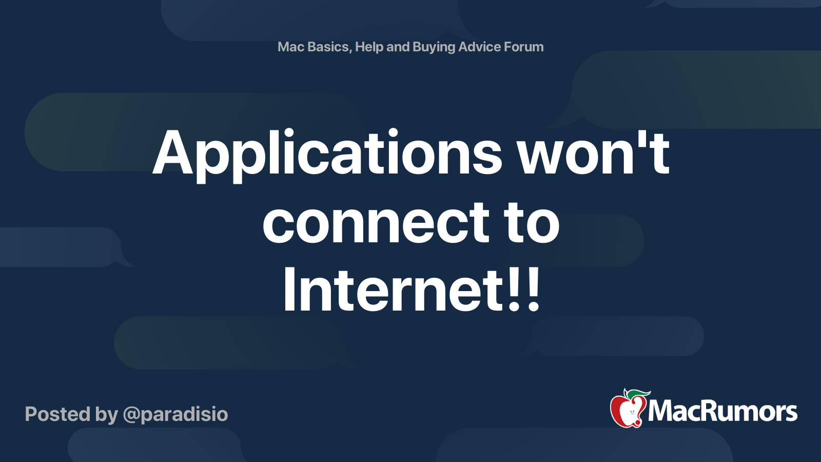 Applications won't connect to Internet!! | MacRumors Forums