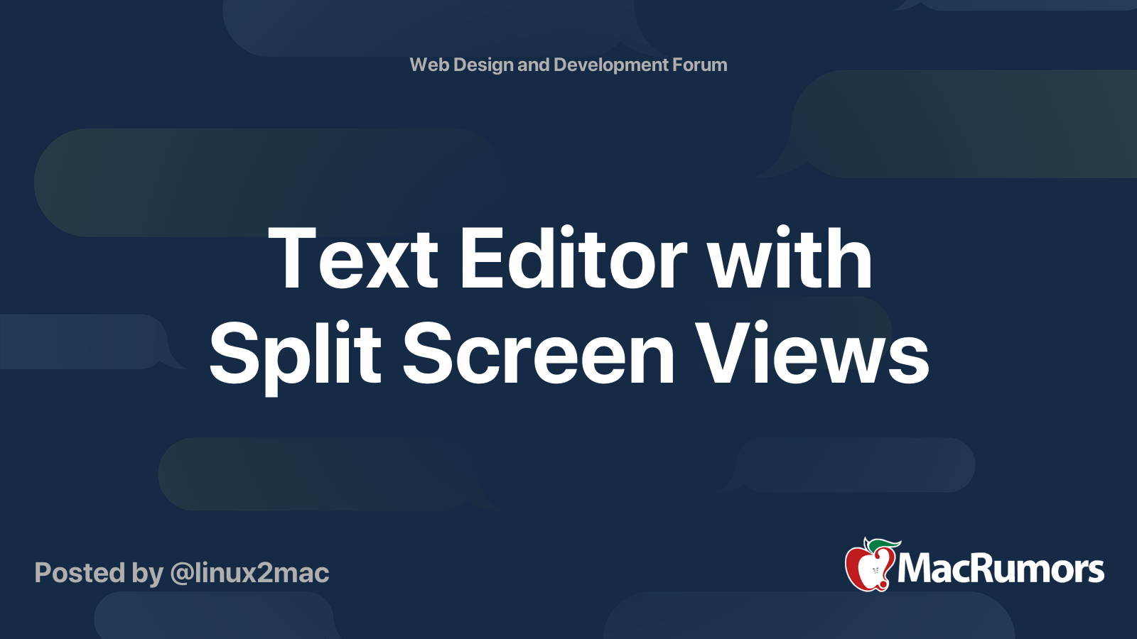 Text Editor with Split Screen Views | MacRumors Forums