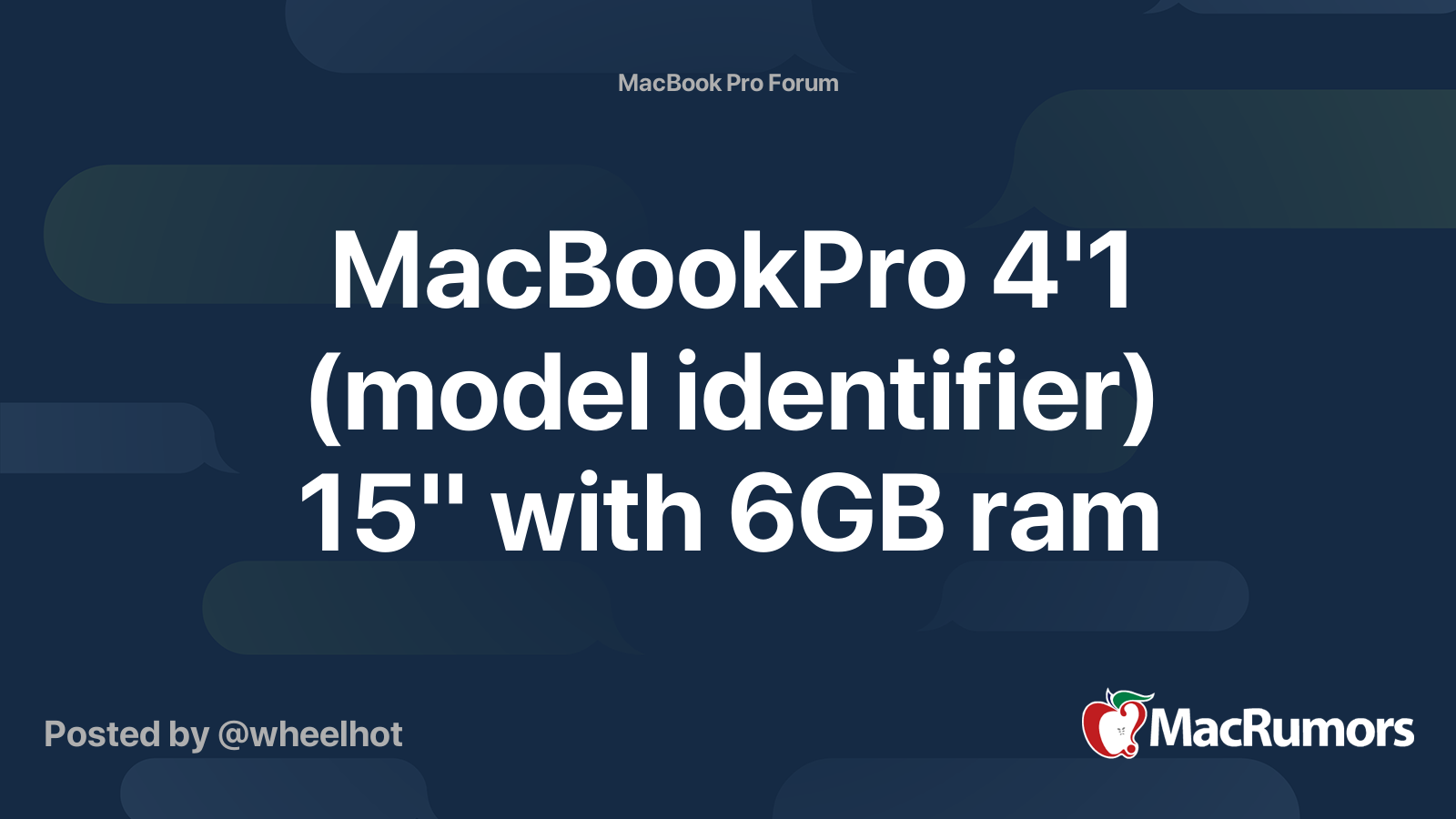 MacBookPro 4'1 (model identifier) 15" with 6GB ram | MacRumors Forums