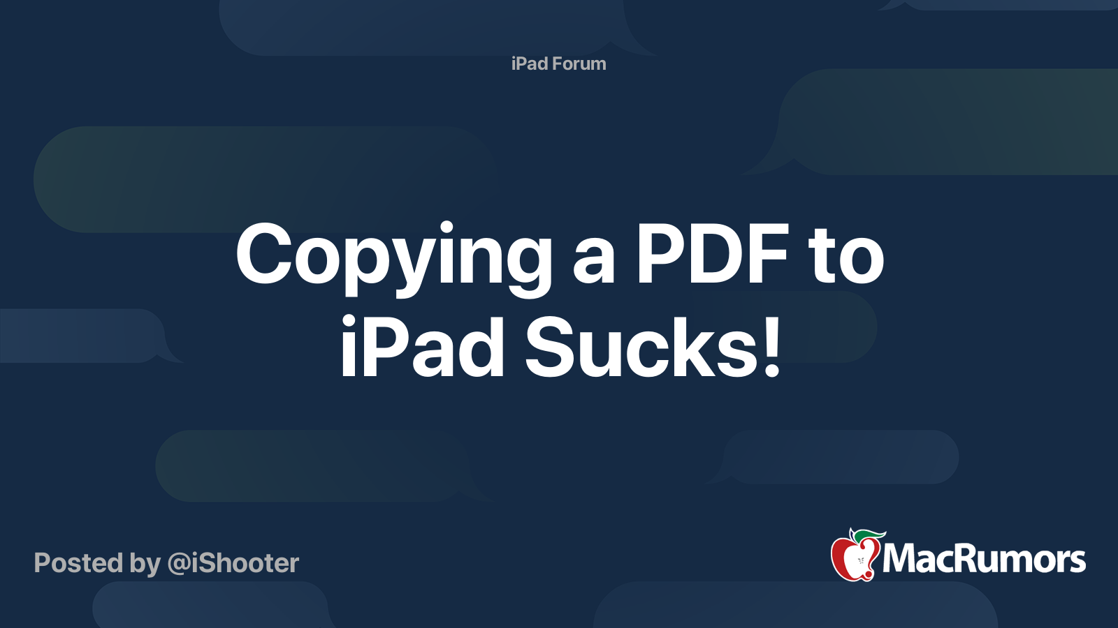 Copying a PDF to iPad Sucks! | MacRumors Forums