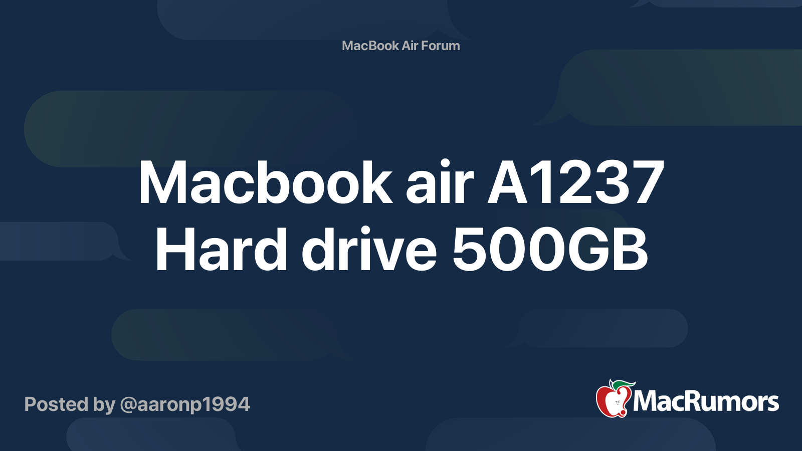 Macbook air A1237 Hard drive 500GB | MacRumors Forums