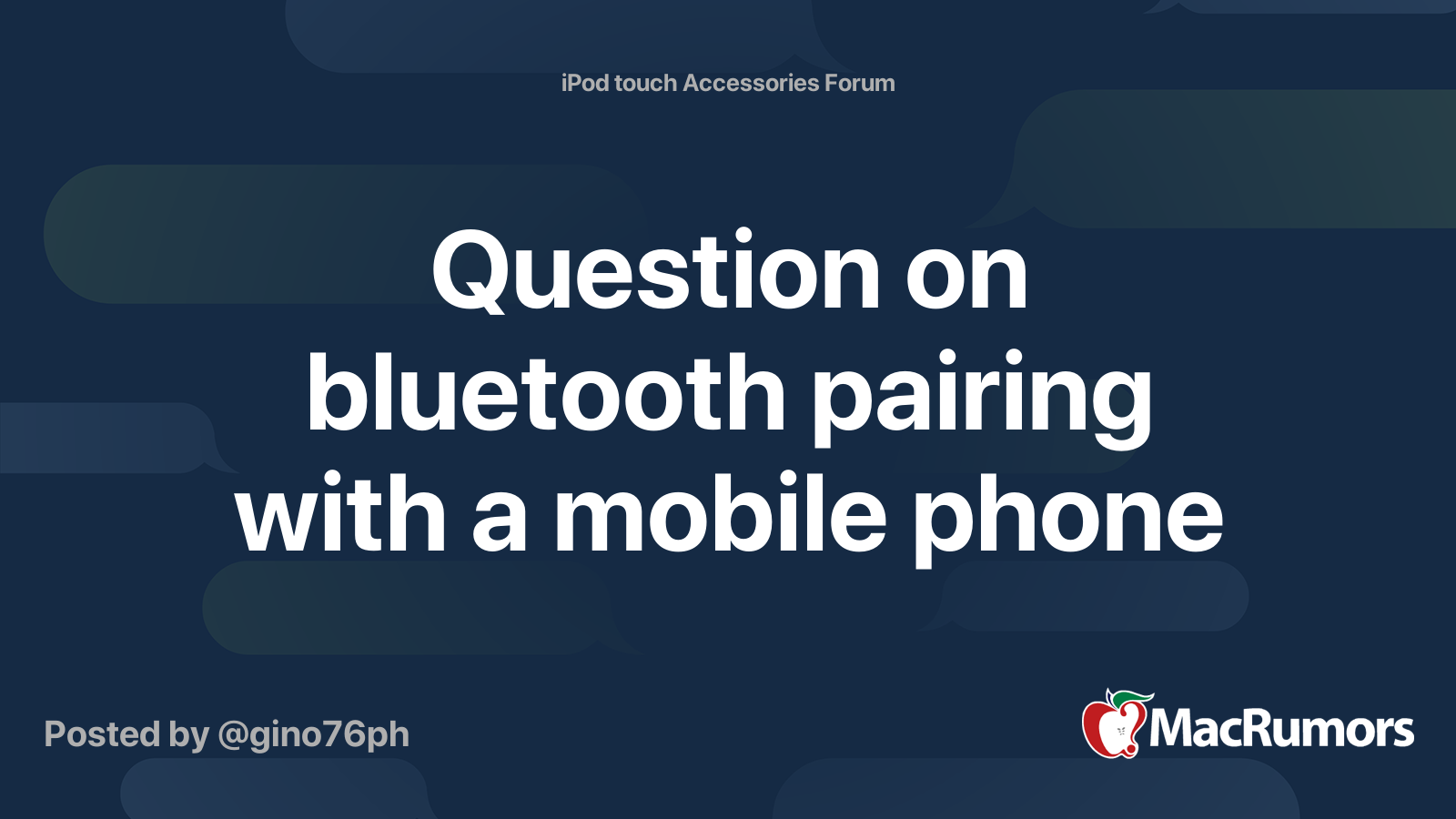 Question on bluetooth pairing with a mobile phone | MacRumors Forums