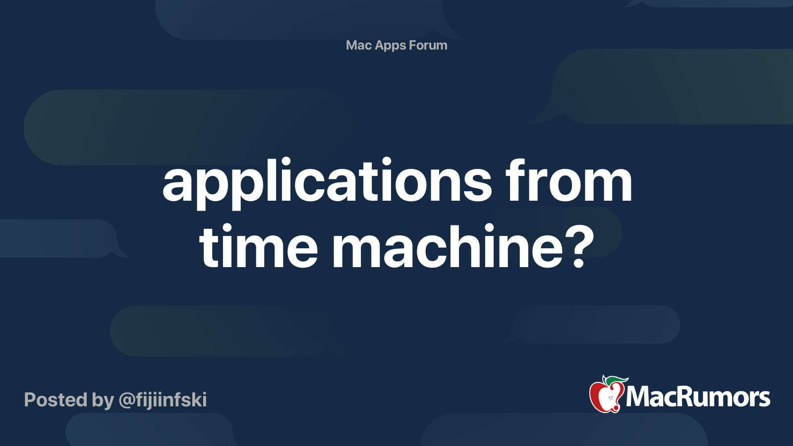 applications from time machine? | MacRumors Forums