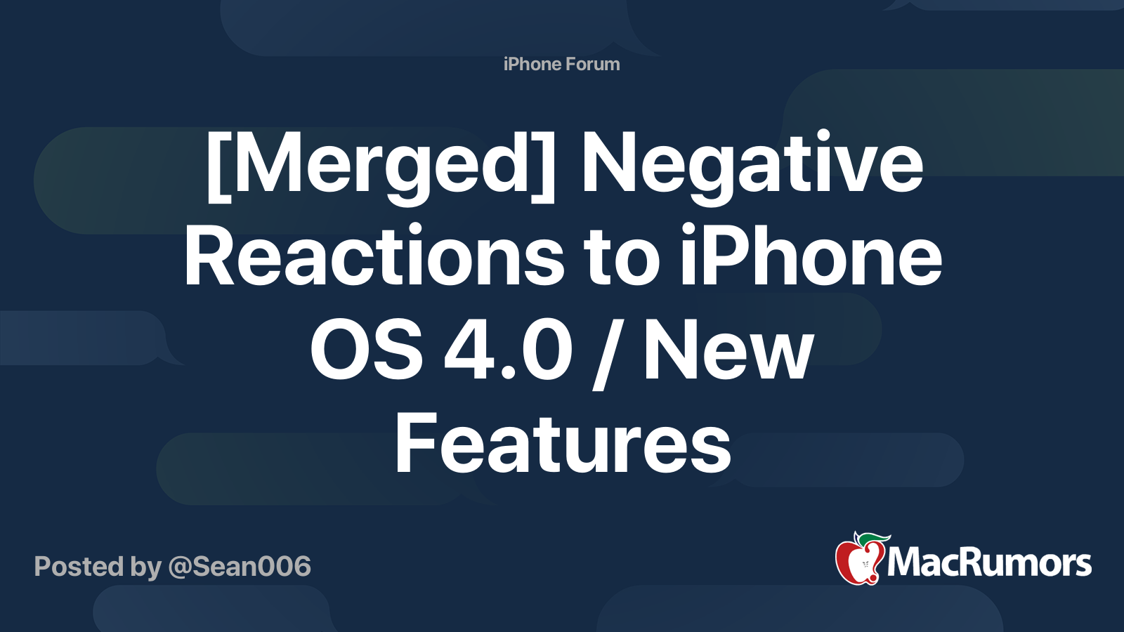 [Merged] Negative Reactions to iPhone OS 4.0 / New Features | MacRumors ...