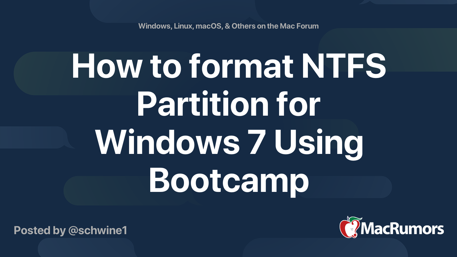 How to format NTFS Partition for Windows 7 Using Bootcamp | MacRumors Forums