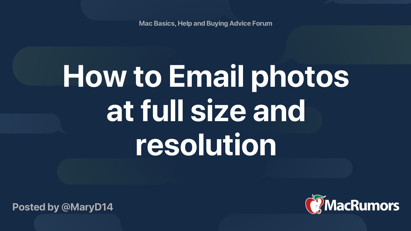 How to Email photos at full size and resolution | MacRumors Forums
