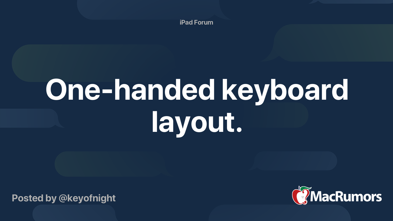 One-handed keyboard layout. | MacRumors Forums