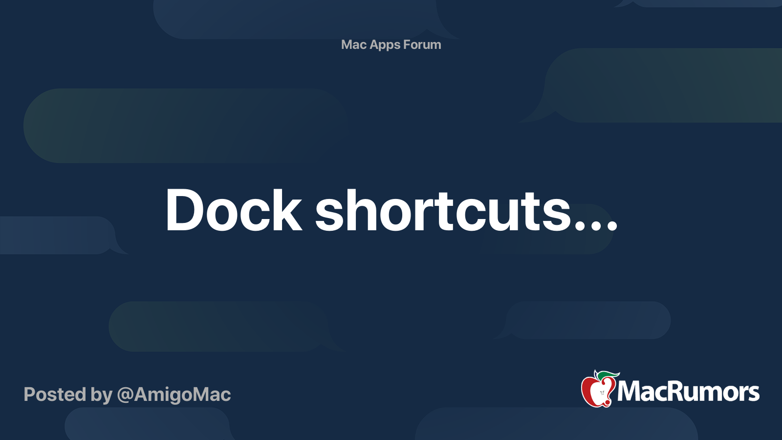 Dock shortcuts... | MacRumors Forums