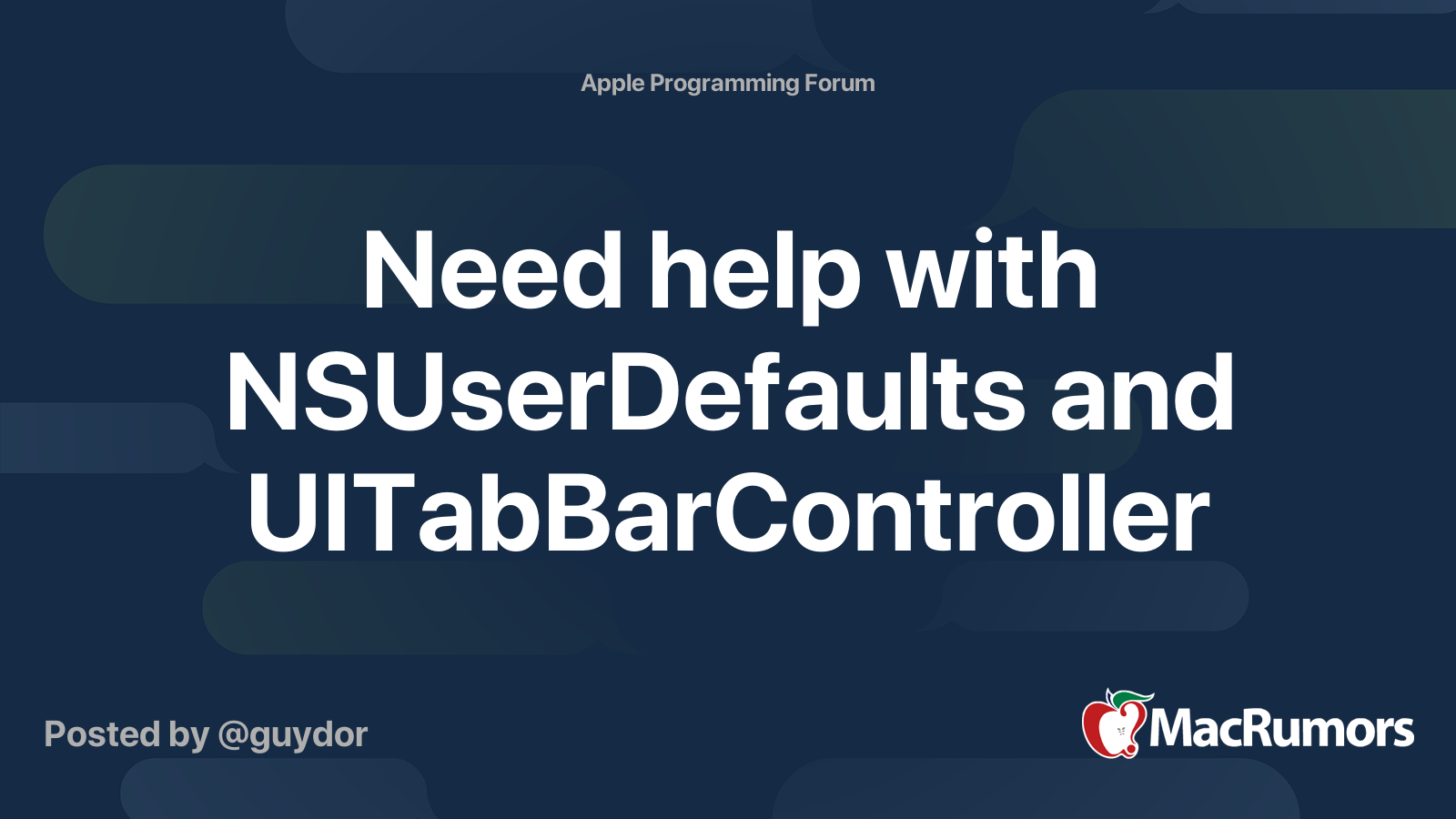 Need help with NSUserDefaults and UITabBarController | MacRumors Forums