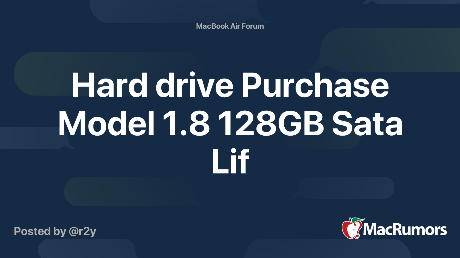 Hard drive Purchase Model 1.8 128GB Sata Lif | MacRumors Forums