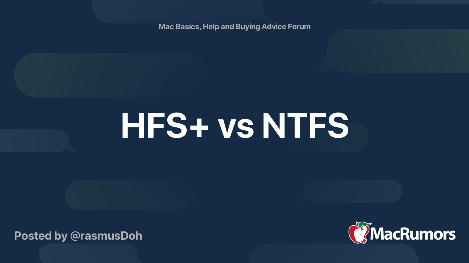 HFS+ vs NTFS | MacRumors Forums