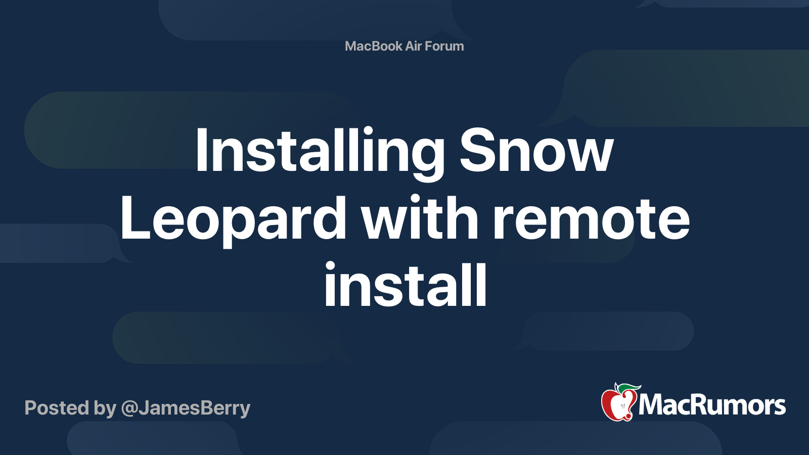 Installing Snow Leopard with remote install | MacRumors Forums