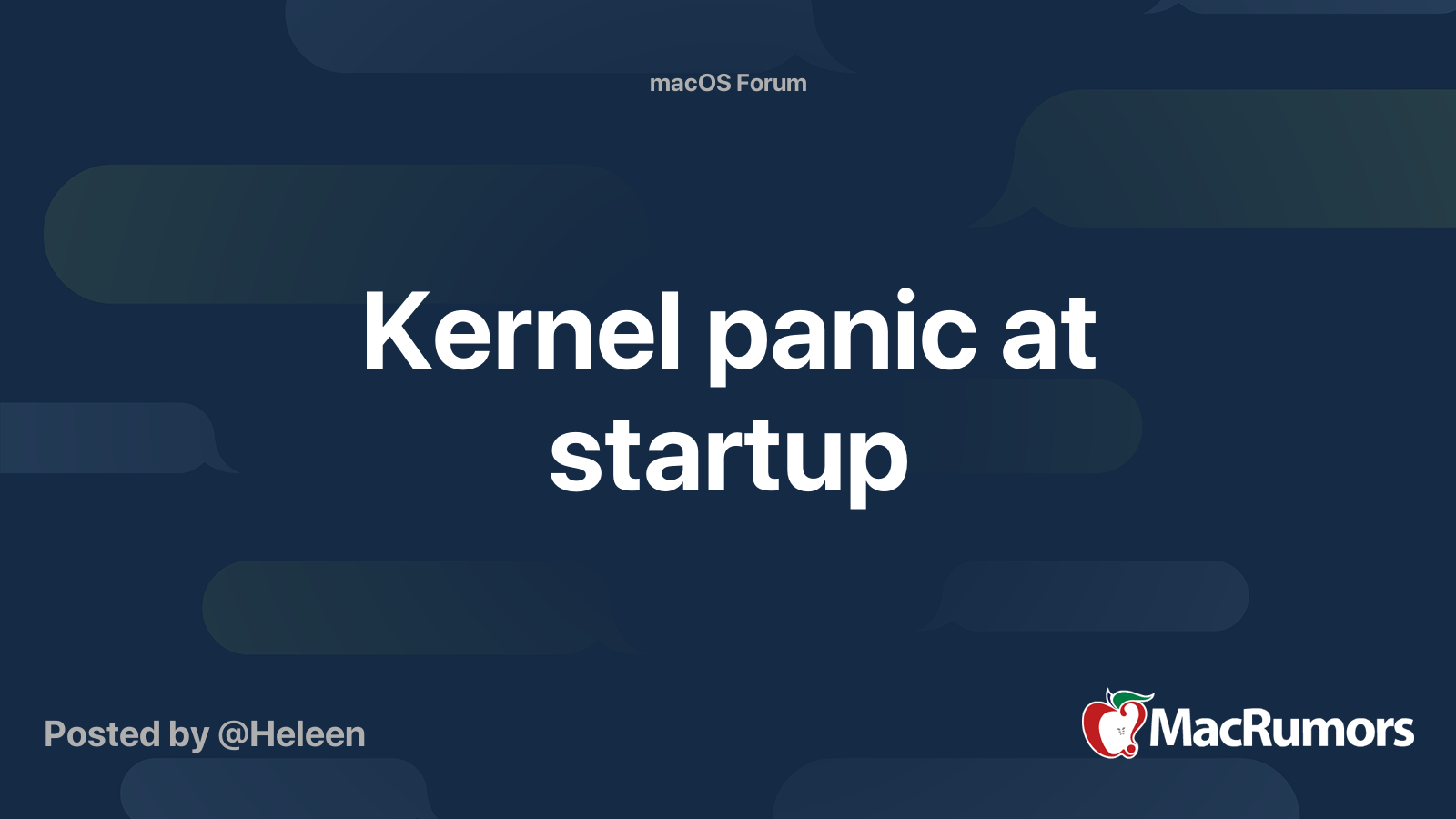 Kernel panic at startup | MacRumors Forums