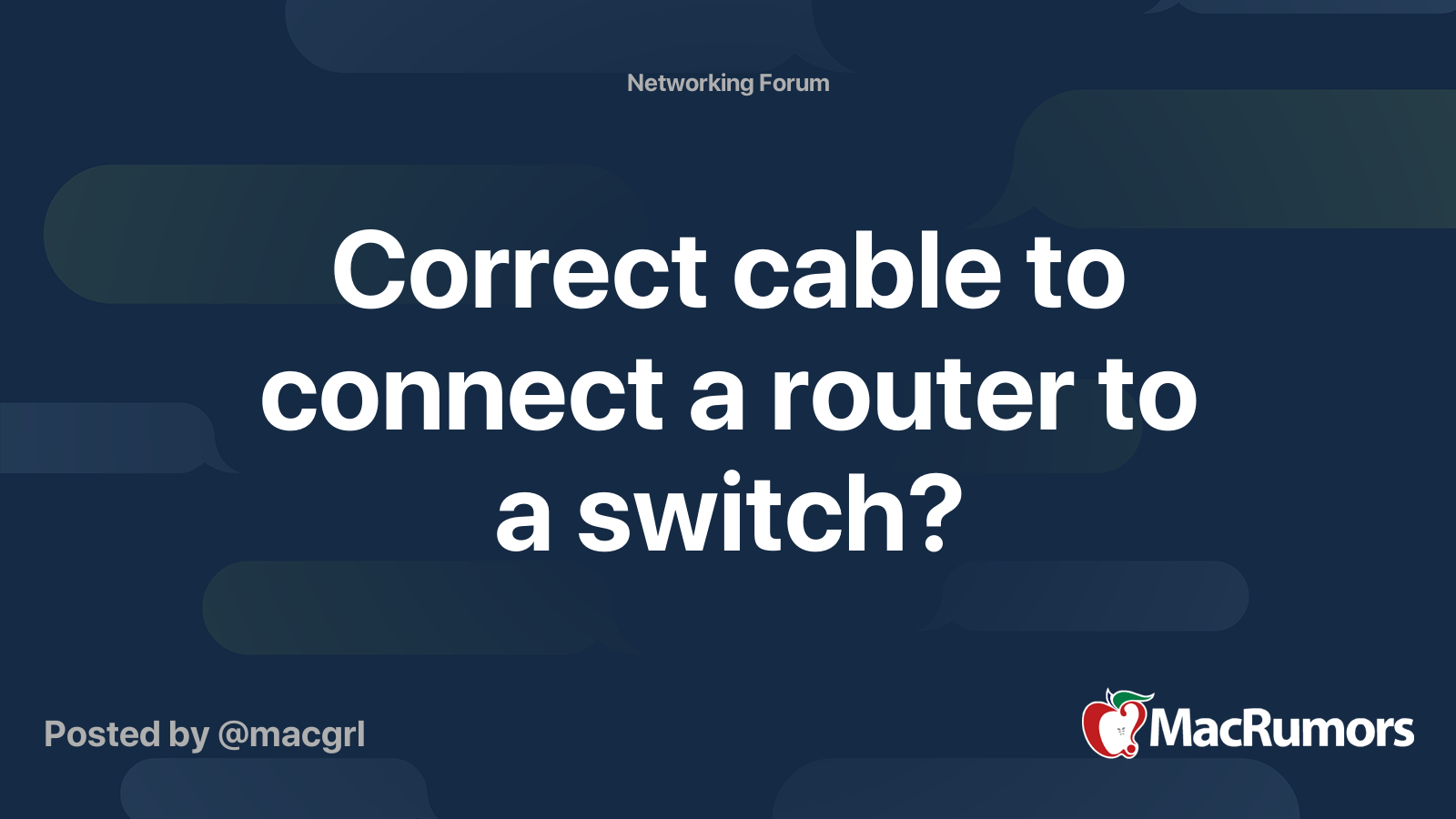 Correct cable to connect a router to a switch? | MacRumors Forums