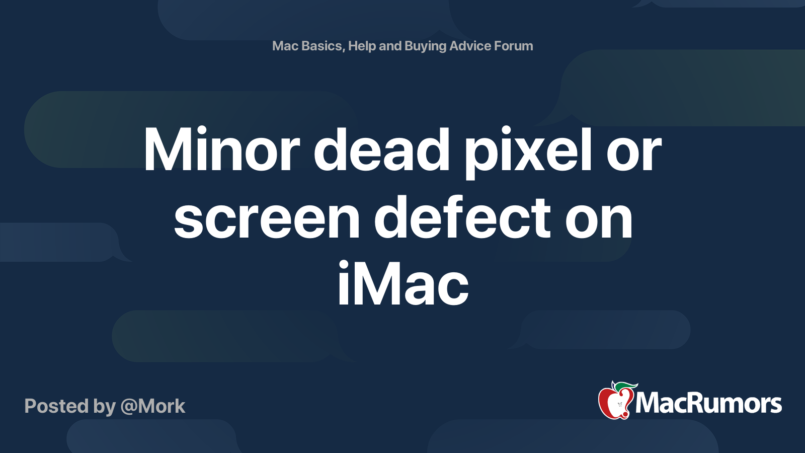 Minor dead pixel or screen defect on iMac | MacRumors Forums