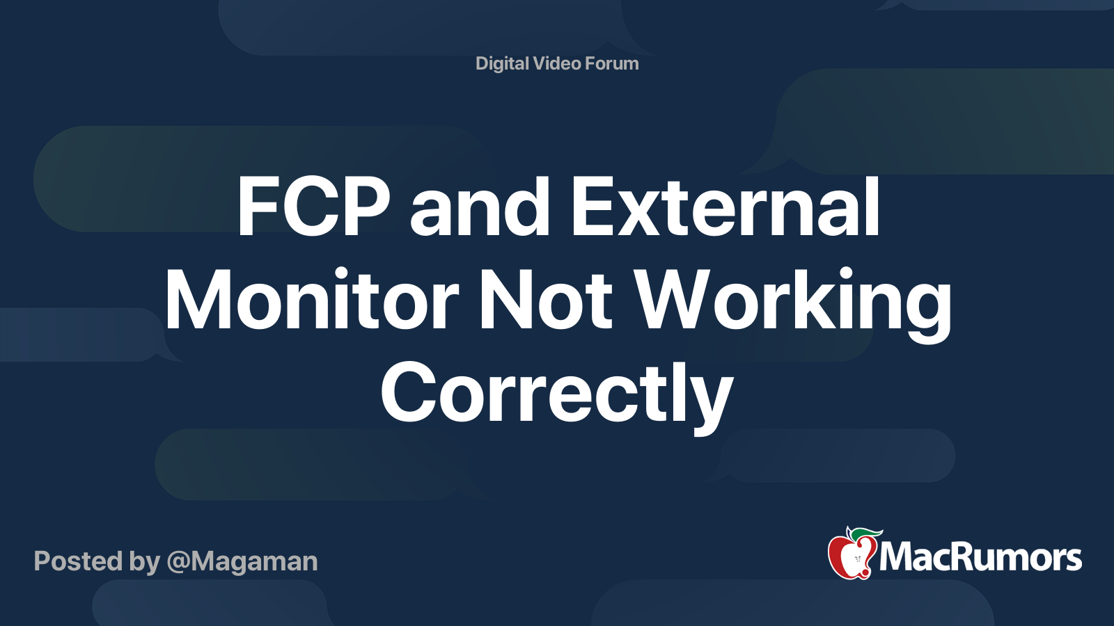 FCP and External Monitor Not Working Correctly | MacRumors Forums
