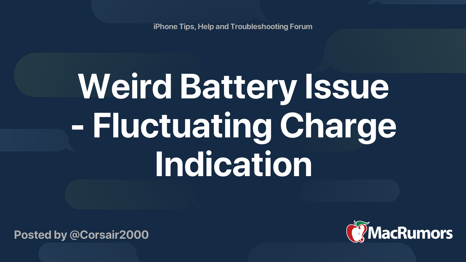 Weird Battery Issue - Fluctuating Charge Indication | MacRumors Forums