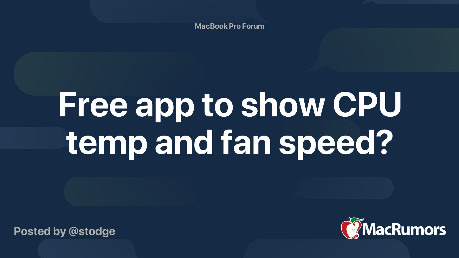 Free app to show CPU temp and fan speed? | MacRumors Forums