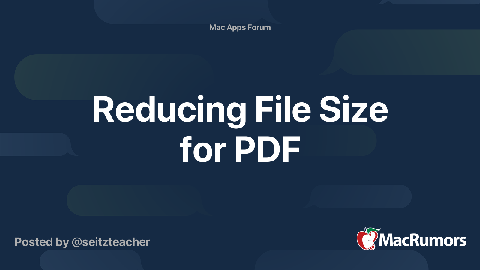Reducing File Size for PDF | MacRumors Forums