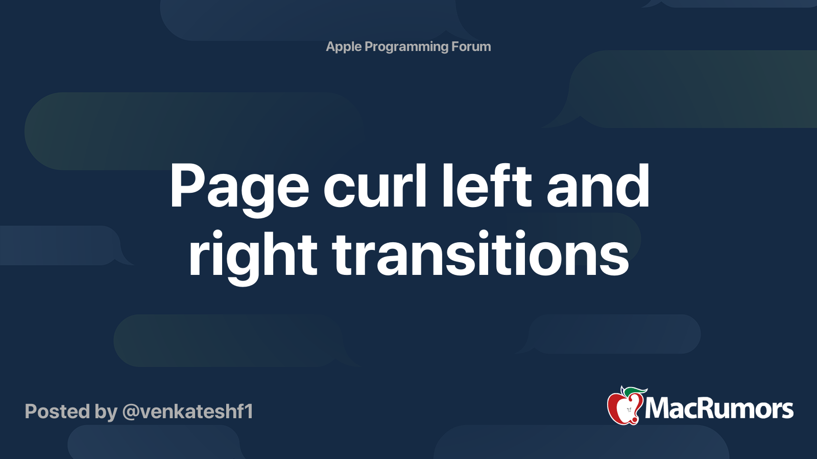 Page curl left and right transitions | MacRumors Forums