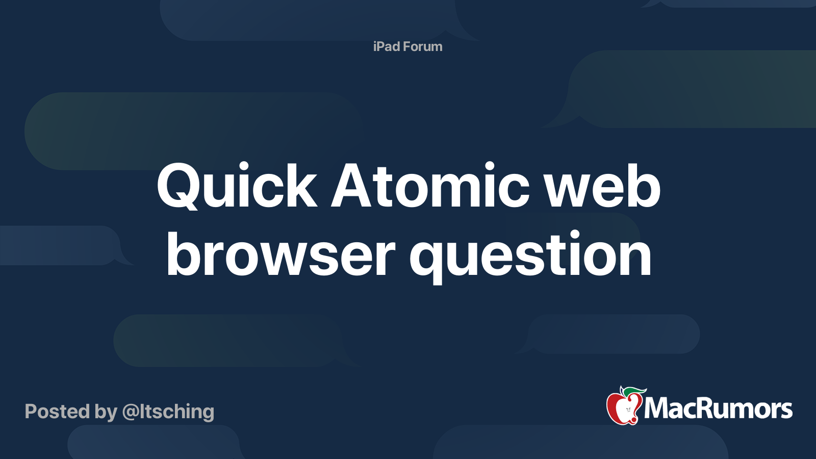 Quick Atomic web browser question | MacRumors Forums